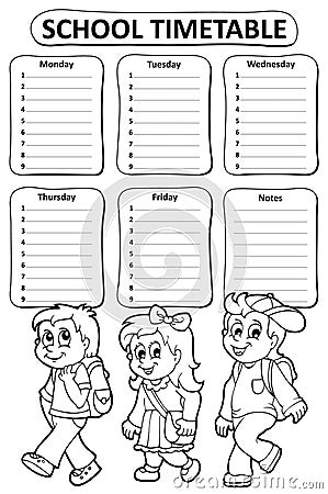 Black And White School Timetable Theme 5 Stock Vector - Image: 74485108