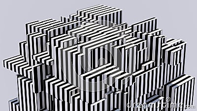 Black and White Striped Blocks. Abstract Animation, 3d Render Stock ...
