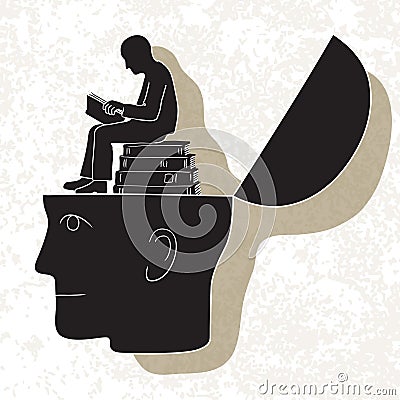 Symbolic Drawing Of Head And Knowledge With Culture Vector Illustration ...