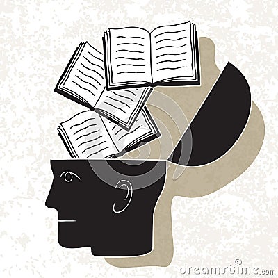 Symbolic Drawing Of Head And Knowledge With Culture Vector Illustration ...