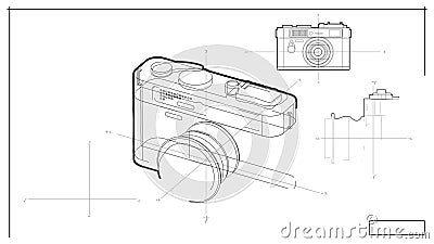 Generic Photographic Camera Blueprint Animated Elements Stock Video ...