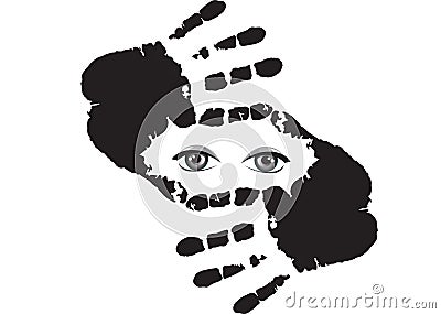 Cropping Symbol Made Of Hands With Eyes Inside Isolated On White ...