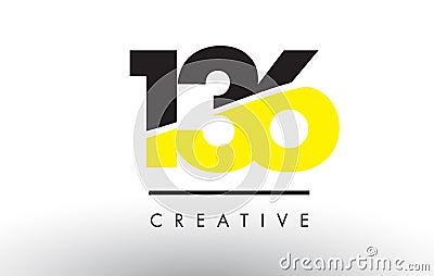 136 Black And Yellow Number Logo Design. Royalty-Free Stock Photo ...