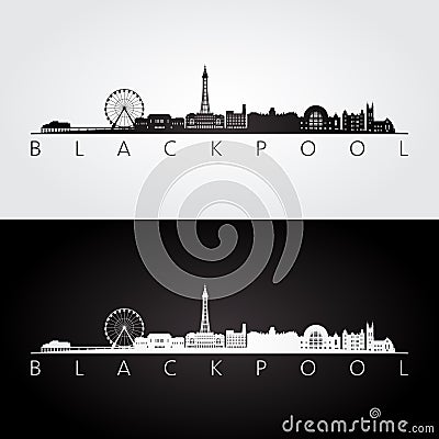 Blackpool Skyline And Landmarks Silhouette Vector Illustration ...