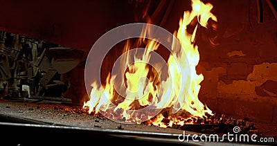 Blacksmith Heating Metal Rod in Fire 4k Stock Video - Video of ...