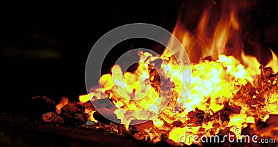 Blacksmith Heating Metal Rod in Fire 4k Stock Footage - Video of ...