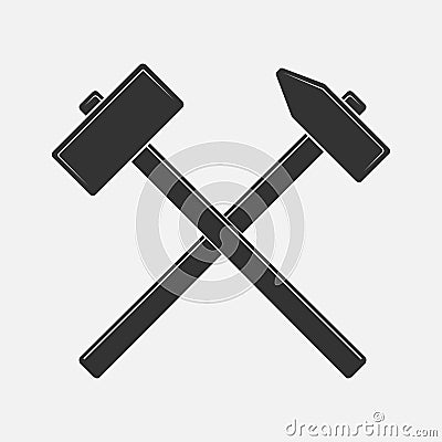 Two Crossed Hammers Graphic Sign Stock Vector - Illustration of metal ...
