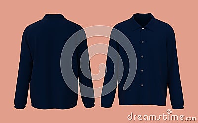 Blank Coach Jacket Mockup In Front And Back Views. Royalty-Free ...