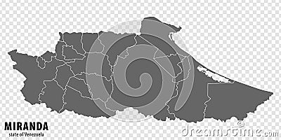 Blank Map Miranda State Of Venezuela. High Quality Map Miranda State ...