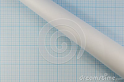 Blank Unfolded Sheet And Roll Of Graph Paper. Background For Sketching ...