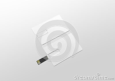 Blank White Plastic Wafer Usb Card Mockup Lying, Opened Closed Stock ...
