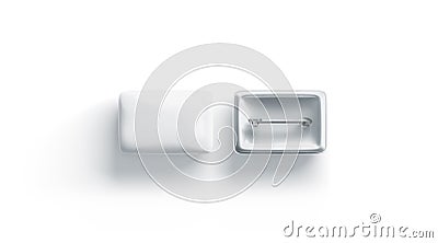 Blank White Rectangular Badge Mockup, Front And Back Side, Isolated ...