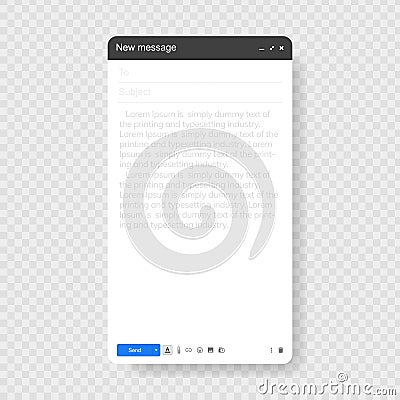 Blank Window Of Email, Template Vector Illustration. Email Message ...
