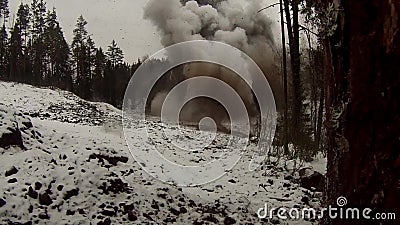 Blasting of Rocks. Crushing Boulders Using Explosive Technologies Stock ...