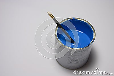 Blauw Verf En Potlood Royalty-vrije Stock Foto - Afbeelding: 1249335