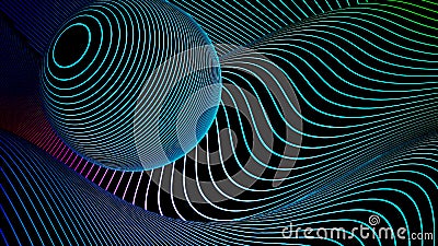 Blends Of Neon Curves In Wavy Motion. Royalty-Free Stock Photography ...