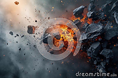 Blinding Rocks Explosion. Generate Ai Stock Photography | CartoonDealer ...