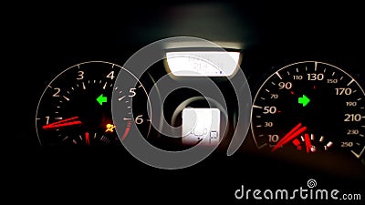 A Blinker or Turn Indicator on the Interior of a Car Green Arrow Shows ...