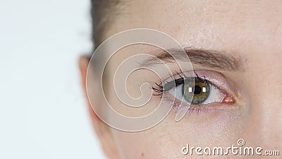 Blinking One Eye of Young Girl Stock Video - Video of eyes, casual ...