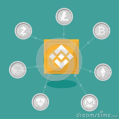 Blockchain Binance - Cryptocurrency Exchange Technology In Flat Design ...