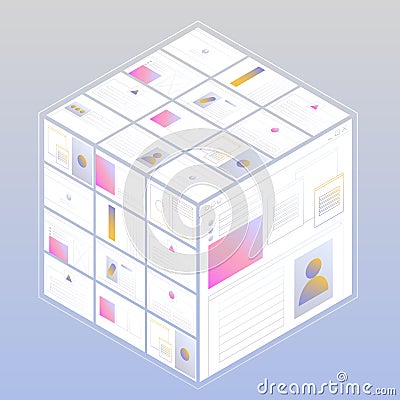 Blockchain Concept Art. Isometric Digital Block With Cloud Information ...