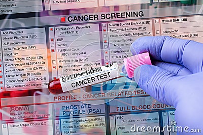 Blood Tube Test With Requisition Form For Cancer Screening Test Royalty ...