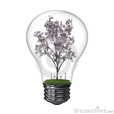 Blooming Tree Inside Lightbulb Stock Image - Image: 26663491