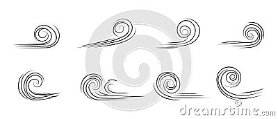 Blowing Wind Doodle. Outline Wind Movement Symbol Isolated On White ...