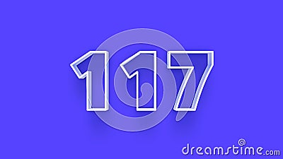 Blue 3d Symbol Of 117 Number Icon On Blue Background Stock Photo ...