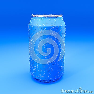 Blue Can With Condensation Drops On A Blue Background Royalty-Free ...