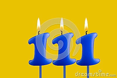 Blue Candle Number 111 - Birthday On Yellow Background Royalty-Free ...