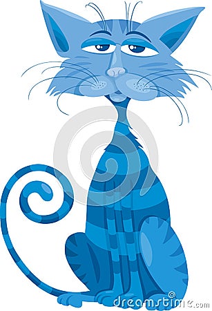 Blue Cat Character Cartoon Illustration Stock Vector - Image: 47528298
