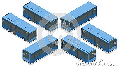 Blue City Buses. Isometric Vector Illustration Of Blue City Buses ...