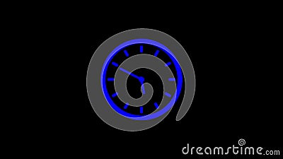 Blue Color Clock Animation on Black Background,Counting Down Clock ...