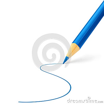 Blue Color Pencil Drawing A Line Royalty-Free Stock Photography ...