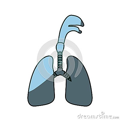 Blue Color Shading Silhouette Respiratory System With Windpipe Cartoon ...