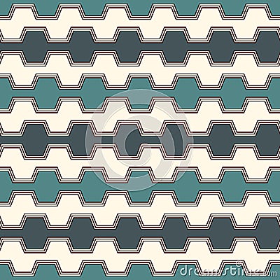 Blue Colors Seamless Pattern With Battlement Curved Lines. Repeated ...