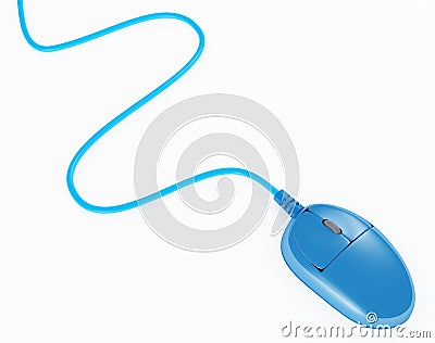 Blue Computer Mouse With Wire On White Background Royalty Free Stock ...