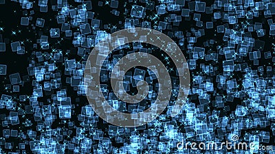 Blue Cube Particles Floating on the Black Ground Stock Footage - Video ...