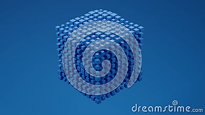 Blue Cube with Small Cubes Coming Out Randomly in a Parametric Way ...