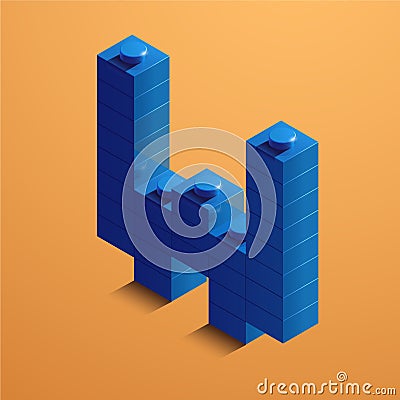 3d Isometric Letter W Of The Alphabet. 3d Isometric Plastic Letter From ...