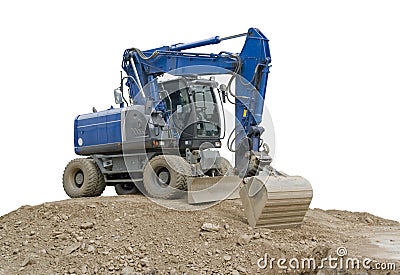 Blue Digger On Earth Pile Stock Images - Image: 32968104