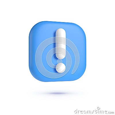 Blue Exclamation Mark Symbol. Attention Sign 3d. 3d Realistic Design ...