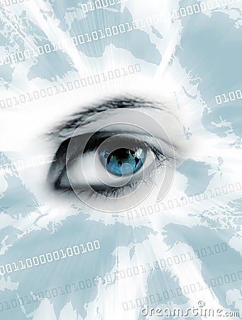 Blue Eyes And World Maps Stock Photo - Image: 12925690