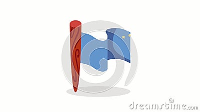 Blue Flag Waving in Pole Animation Stock Video - Video of business ...