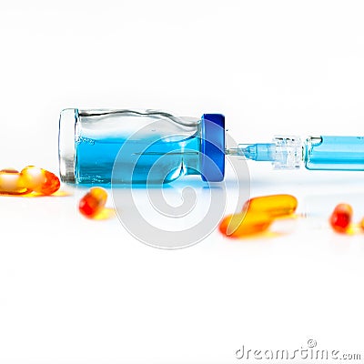 Blue Fluid Inside The Injection And Medication Stock Photography ...