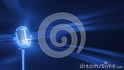Blue FX Background with Rotating Vintage Microphone,seamless Loop ...