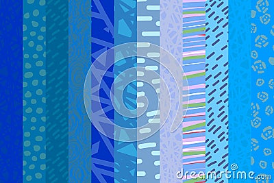 Blue Gradient Collage Background Hand Drawn Background Catoon Style ...