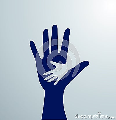 Blue Helping Hands. Idea Of The Sign For The Association Of Care - Hand ...