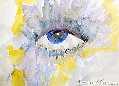Blue Human Eye Is Painted In Watercolor On A Background Royalty-Free ...